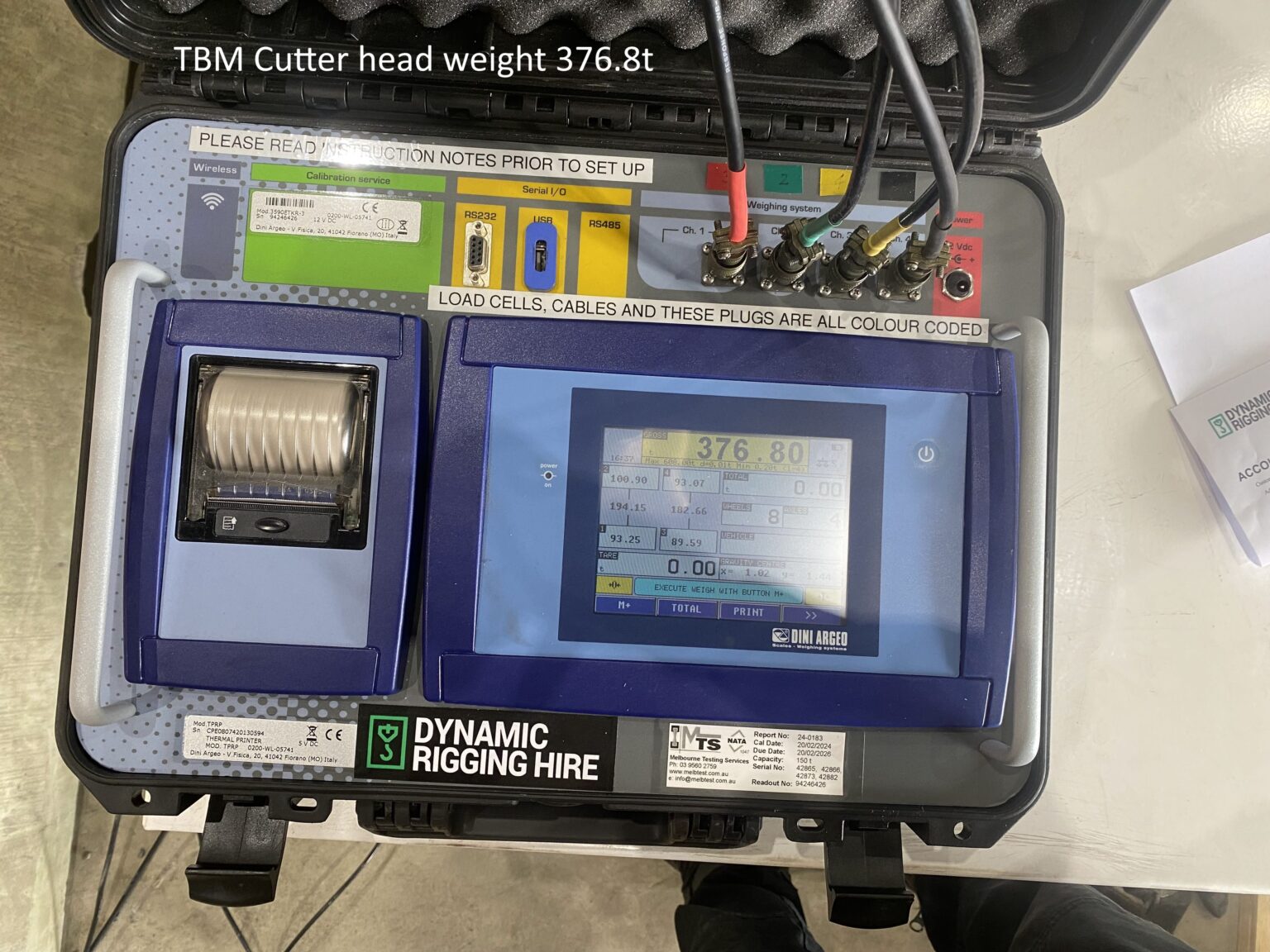 3. Load cell(s) reading under full load | Dynamic Rigging Hire